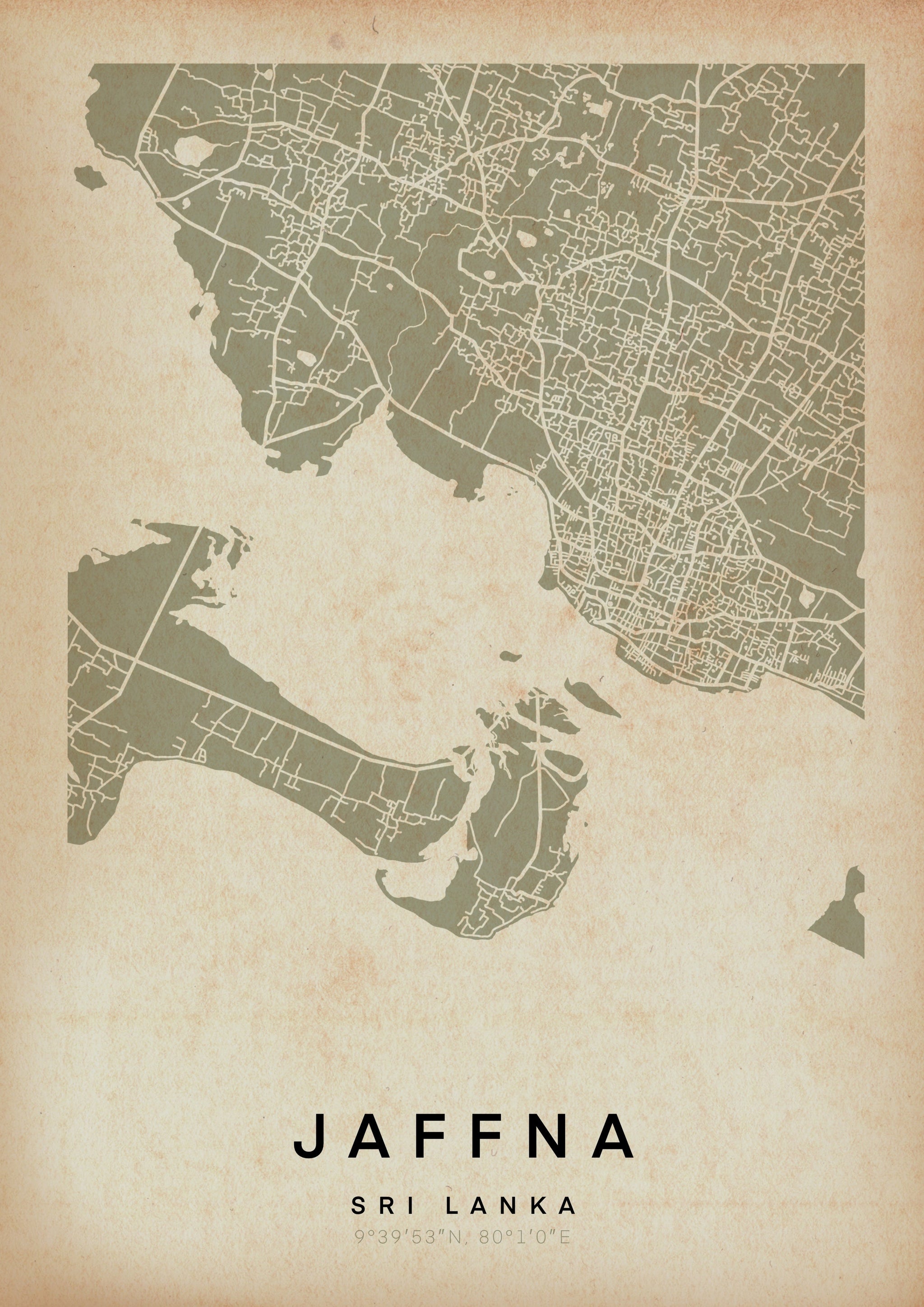 JAFFNA MAP poster - Retro Map Art Print of Sri Lanka – My Retro Poster