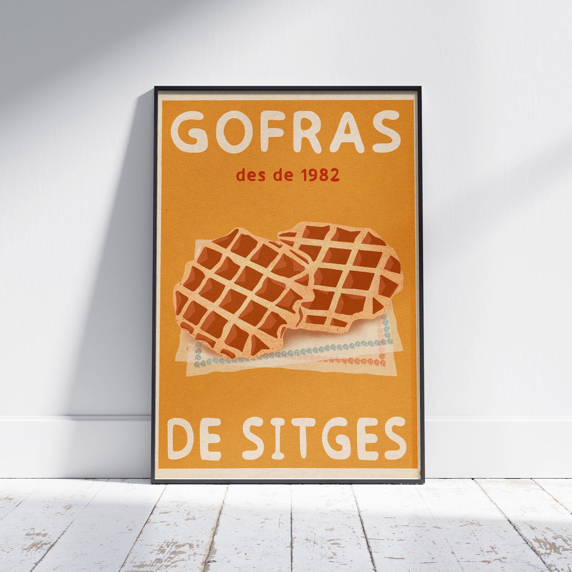 Sitges Waffles Poster – Retro Food Art Print by Cha – My Retro Poster