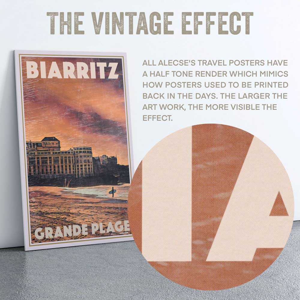 Vintage Biarritz Poster Sunset - Original Surf Travel Poster – My Retro ...