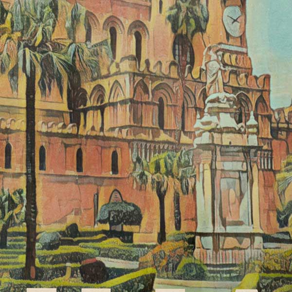Palermo Poster Cathedral | Italy Travel Poster of Sicily – My Retro Poster
