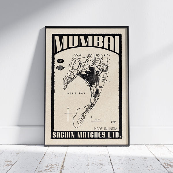 Vintage Mumbai Map Poster - Indian Matchbox series Art Print – My Retro ...