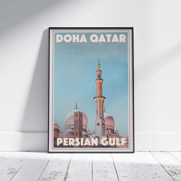 Doha Poster Mosque | Qatar Vintage Travel Poster – My Retro Poster